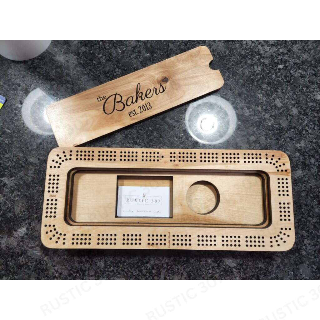 Wood Cribbage Board – Personalized - Rustic307