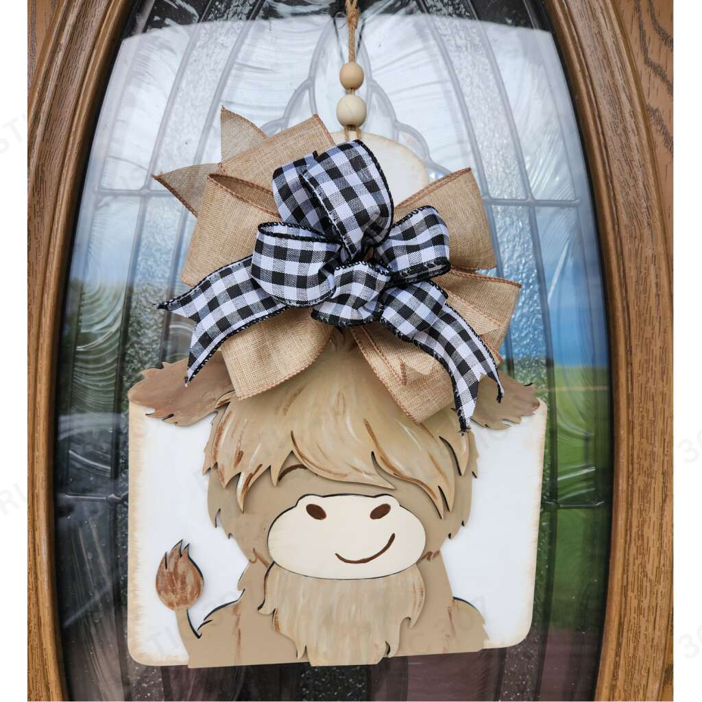 Highland Cow Tag Wall Art/Door Decor - Rustic307